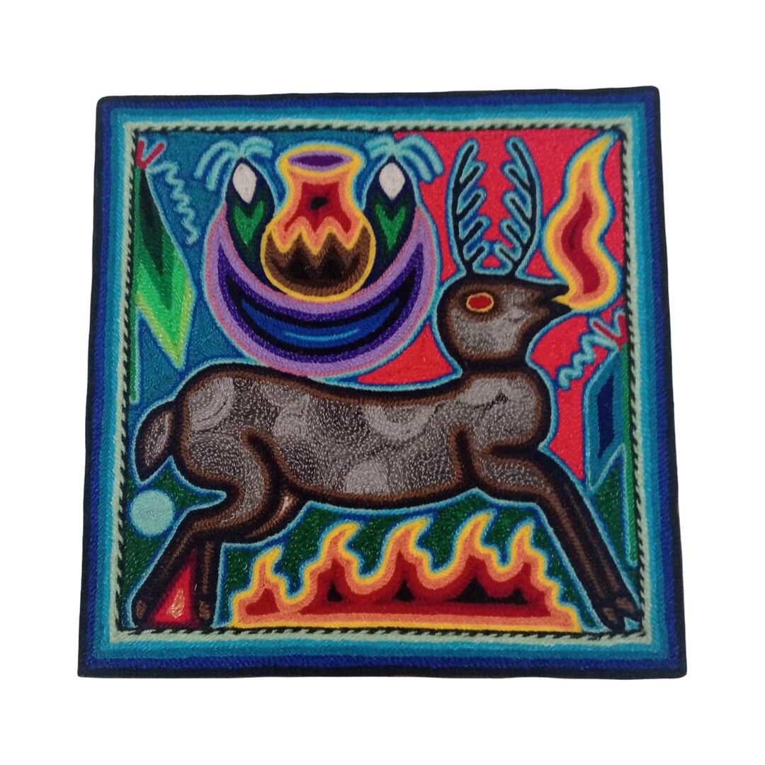 Huichol Deer Yarn Art 20x20 Cm - Etsy