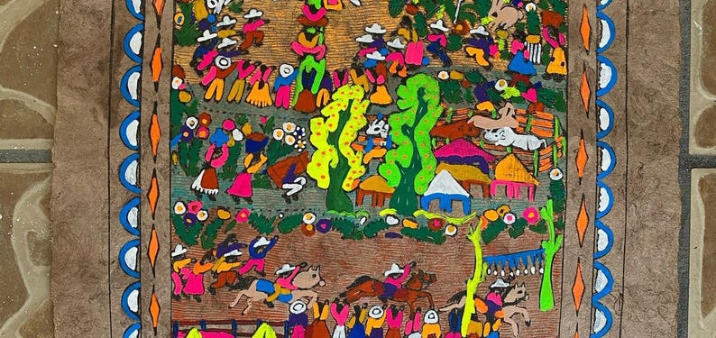 Handmade Mexican Amate Paper Painting: Colorful Folk Art (40x60 Cm) - Etsy