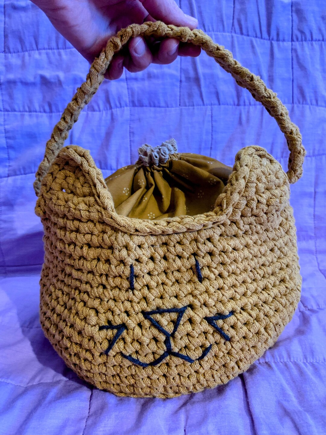 Small Crochet Basket, Project Bag for Knitting/crochet, Small Storage ...