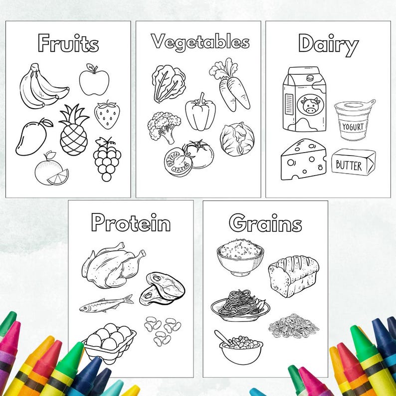Food Group Coloring Pages, Printables, Nutrition and Health, Fun ...