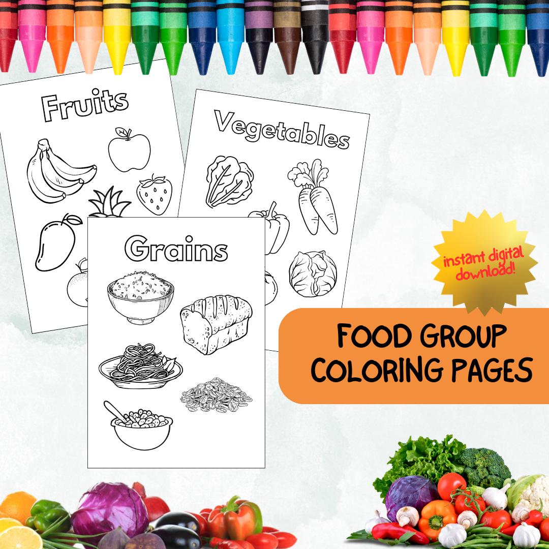 Food Group Coloring Pages, Printables, Nutrition and Health, Fun ...