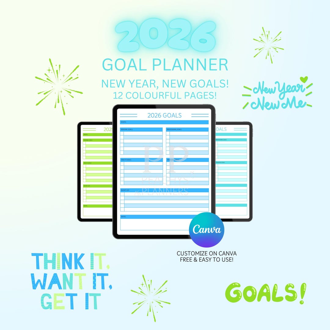 2026 Monthly Goal Planner: Editable Canva Template (digital Download ...
