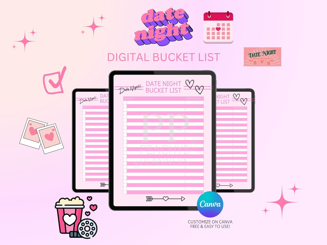 Date Bucket List Printable Bucket List Date Ideas Couple Goals Date ...