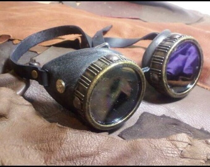 Steampunk Goggles, Black Leather Cosplay Dieselpunk LARP Goth - Etsy