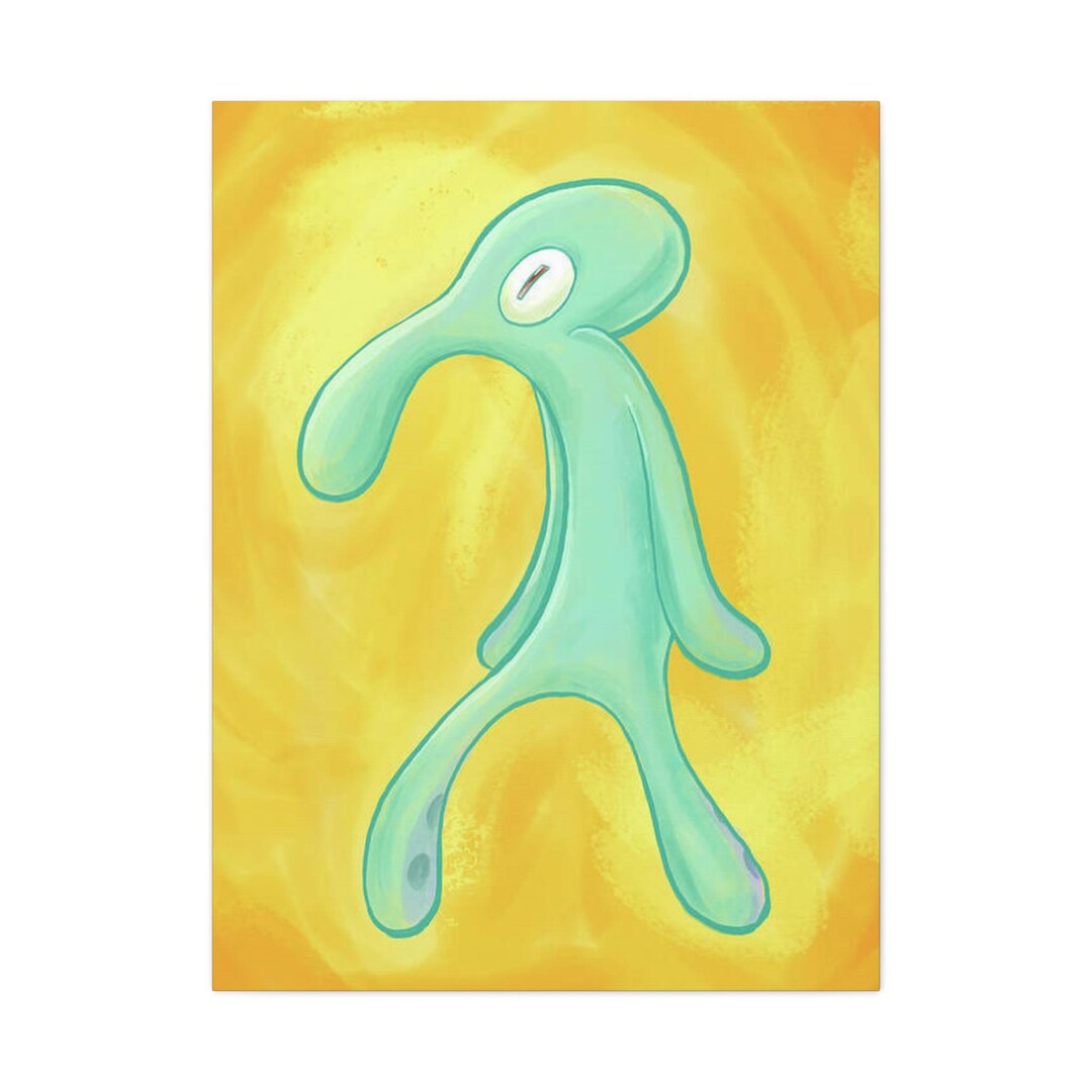 Spongebob Art Squidward Painting Wall Decor, Stretched Matte Canvas ...