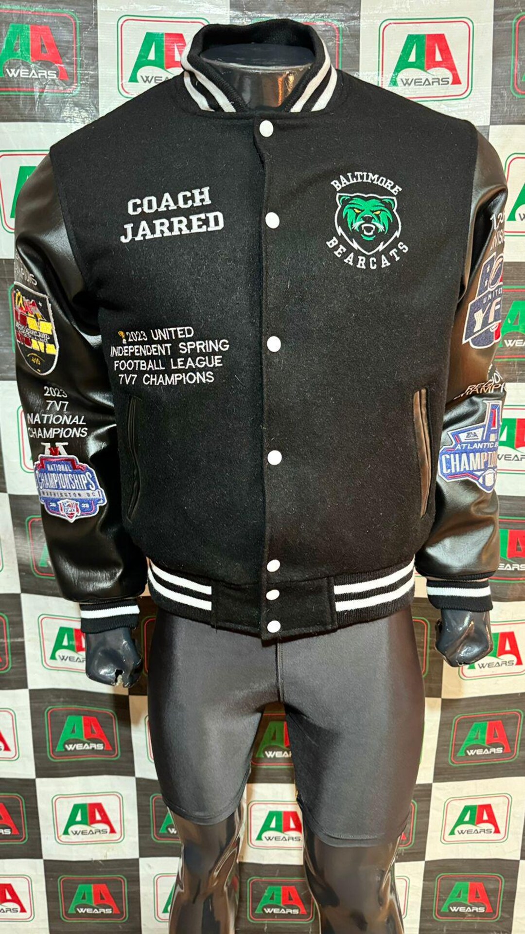 Custom Wool Varsity Jacket: Leather Sleeves, Embroidered Design - Etsy