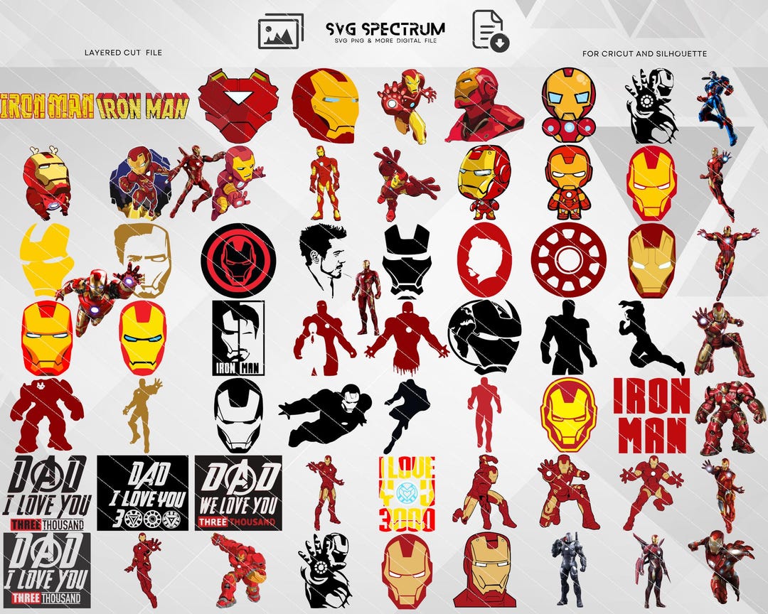 Iron Man SVG PNG EPS Files Bundle, Iron Man Layered Files, Iron Man ...