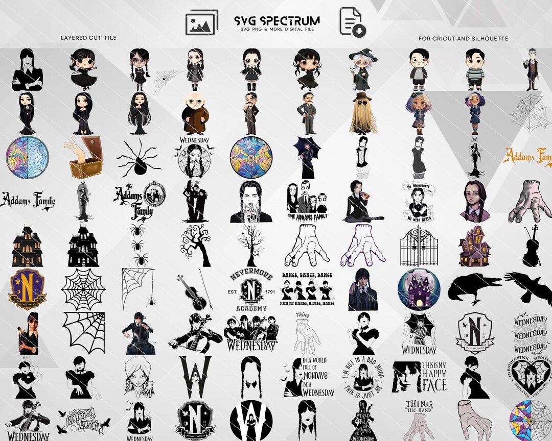 Wednes.day Adda.ms SVG PNG EPS Bundle, Wednes.day Adda.ms Layered ...