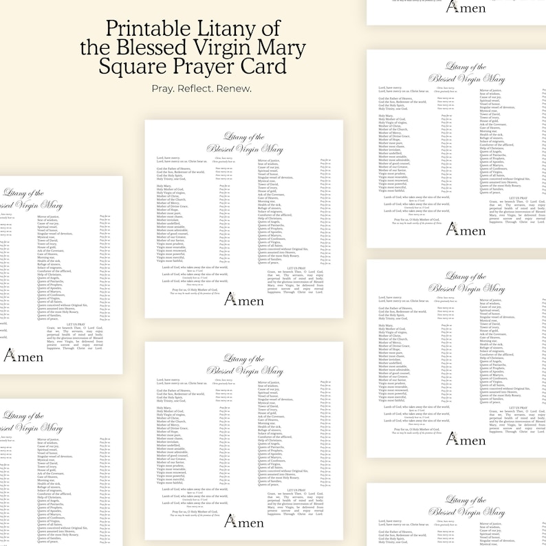Litany of Loreto Prayer Card Printable, Catholic Marian Devotion ...