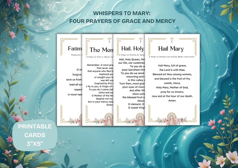 Bible Journaling Printables 4 Beautiful Prayers to Mary Hail Mary ...