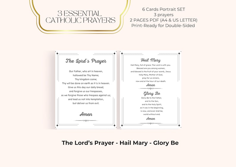 Catholic Prayer Card Set: Lord's Prayer, Hail Mary, Glory Be (digital ...