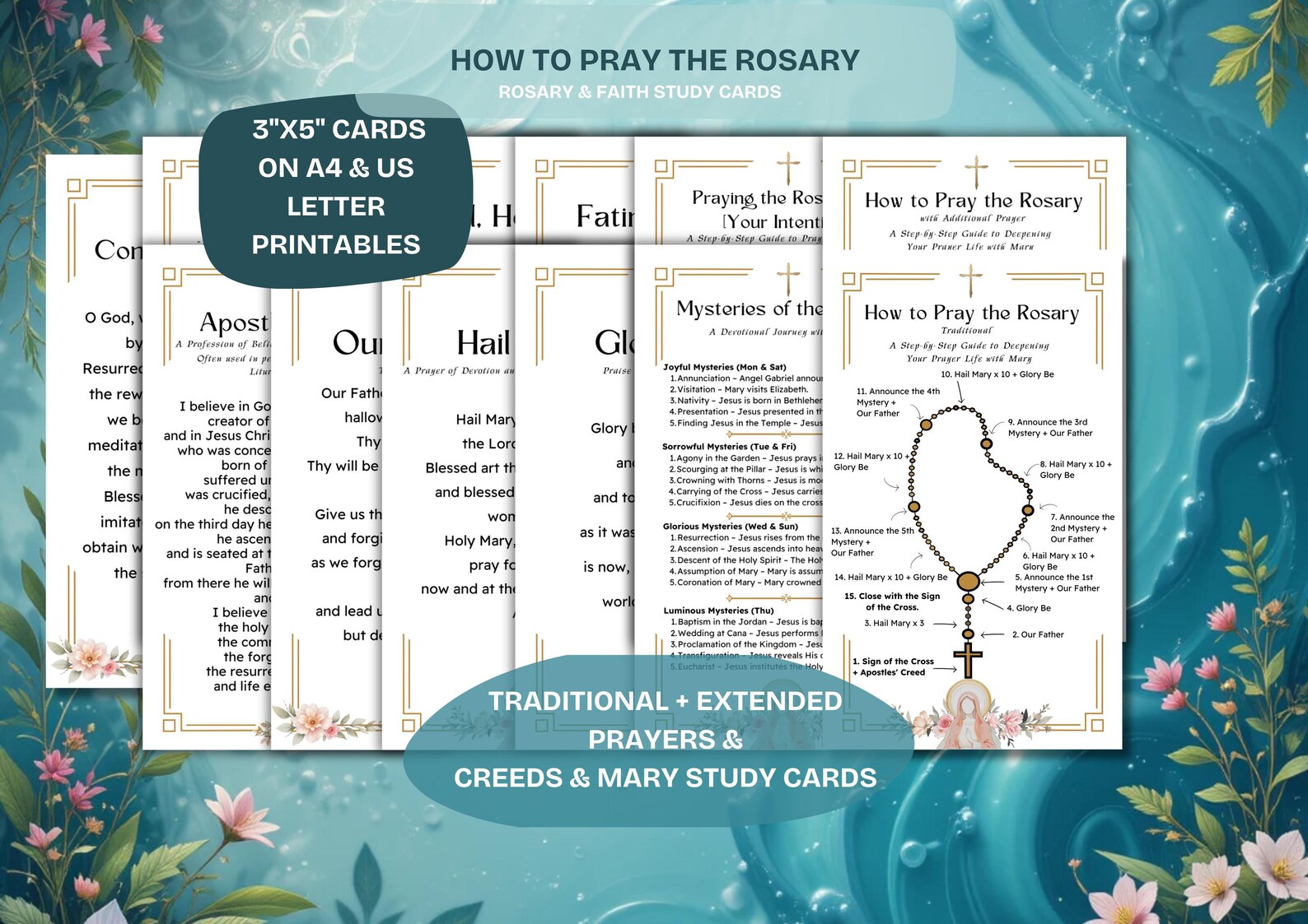 Bible Journaling Printables Rosary Prayer Cards Catholic Study Guide ...