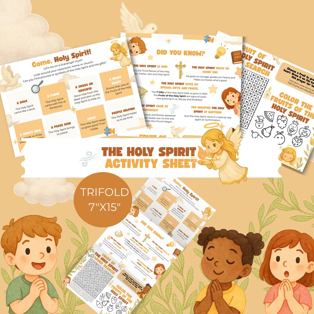 Holy Spirit Activity Sheet Printable Catholic TRIFOLD Kids Fruit of the ...