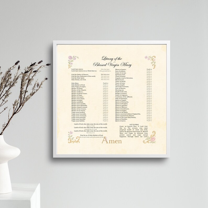 Litany of Loreto Printable: Marian Prayer, Catholic Home Decor (digital ...