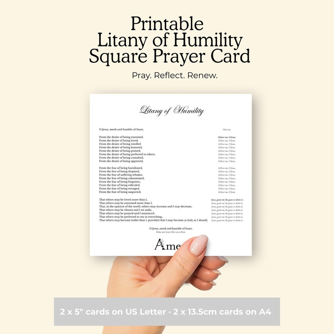Litany of Humility Prayer Card, Minimalist Printable Catholic Prayer ...