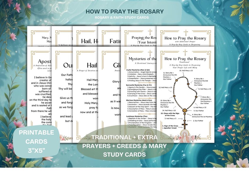 Bible Journaling Printables Rosary Prayer Cards Catholic Study Guide ...