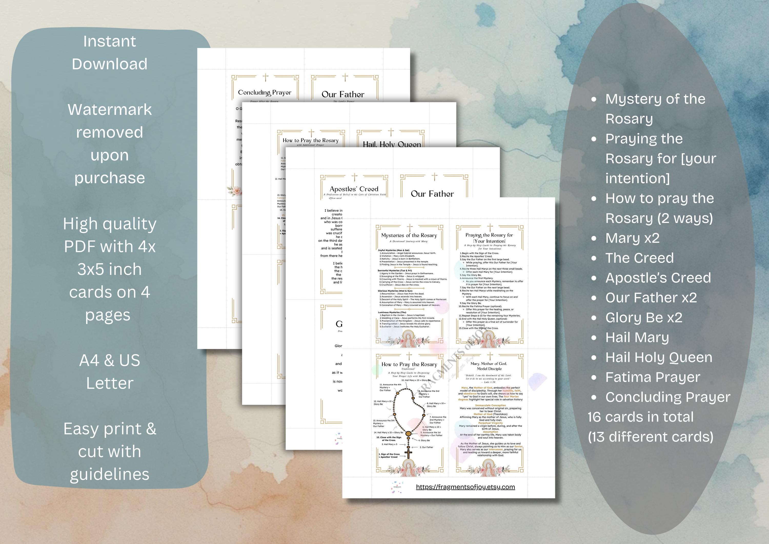 Bible Journaling Printables Rosary Prayer Cards Catholic Study Guide ...