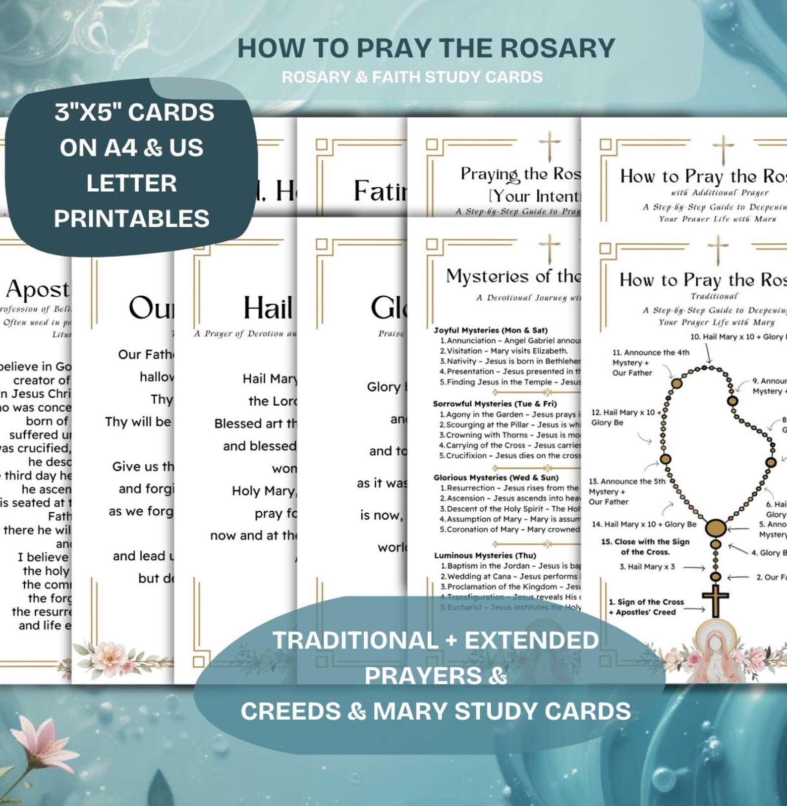 Bible Journaling Printables Rosary Prayer Cards Catholic Study Guide ...