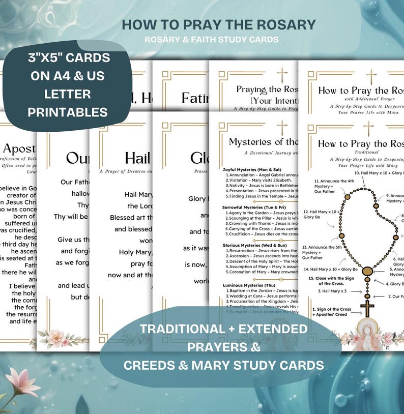 Bible Journaling Printables Rosary Prayer Cards Catholic Study Guide ...