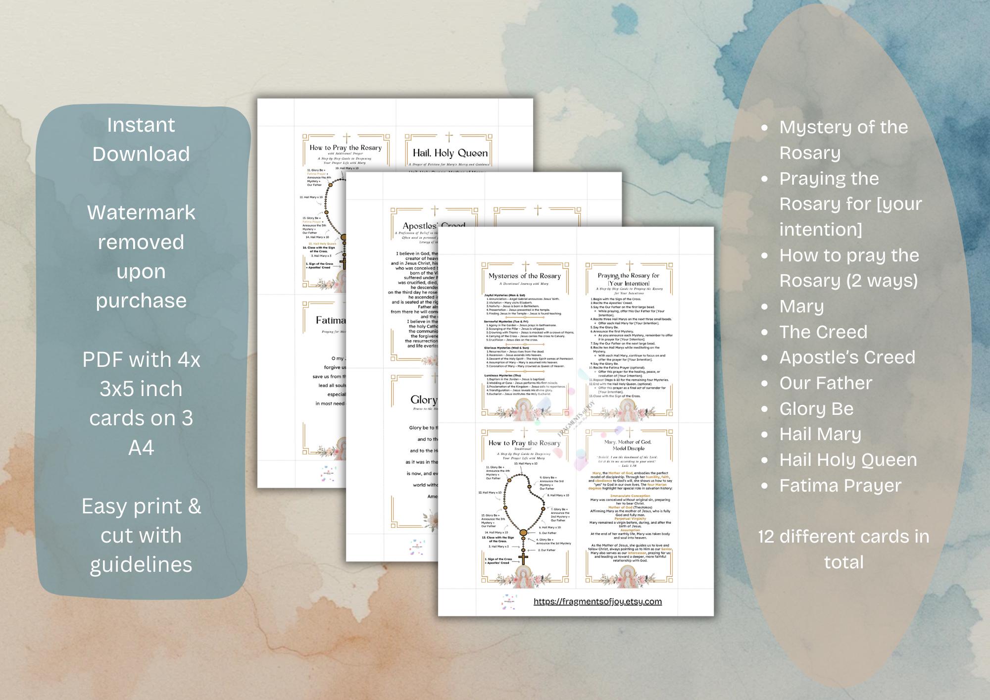 Bible Journaling Printables Rosary Prayer Cards Catholic Study Guide ...