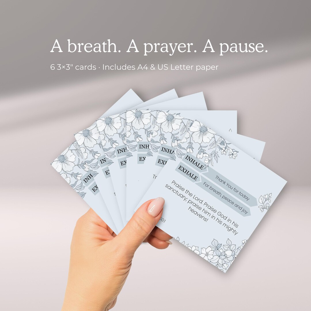 Breath Prayer Cards With Scripture, Gratitude & Grace, 3x3 A4 US Letter ...