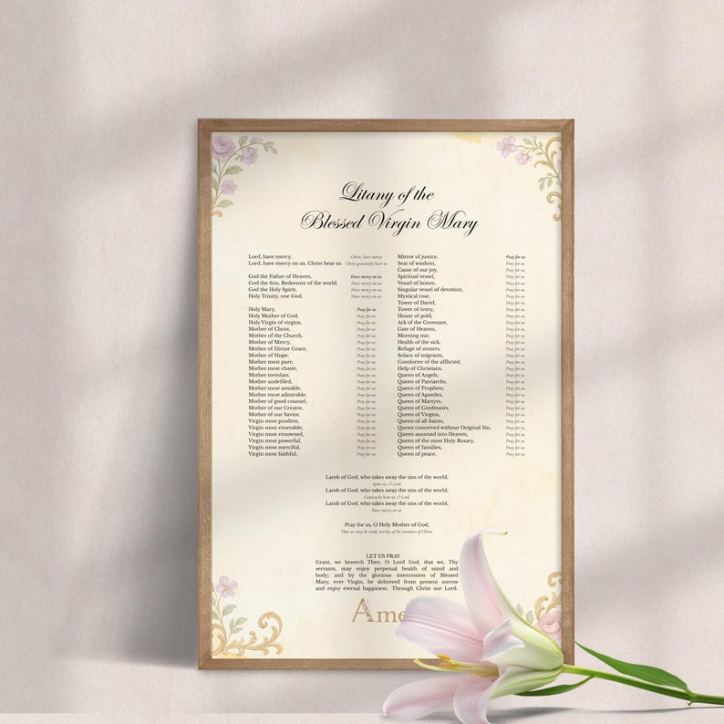 Litany of Loreto Printable: Marian Prayer, Catholic Home Decor (digital ...