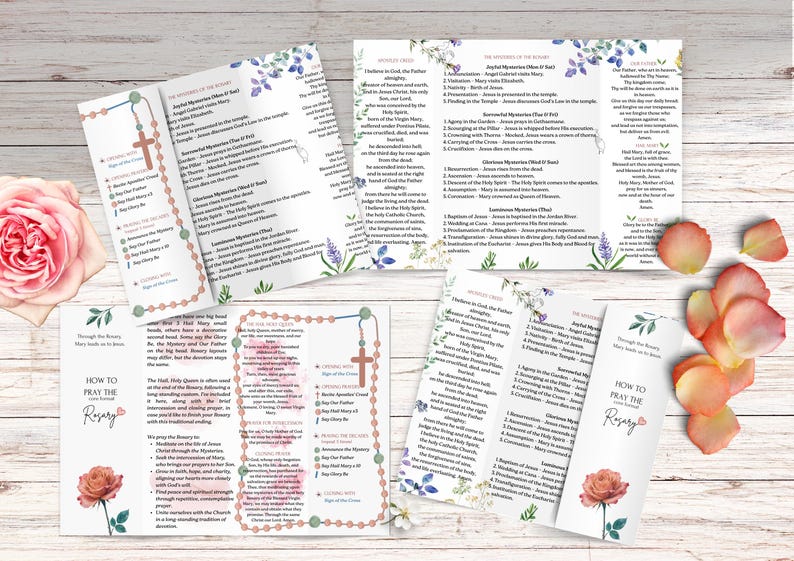 Rosary Guide Printable, Gatefold Prayer Card PDF, How to Pray the ...