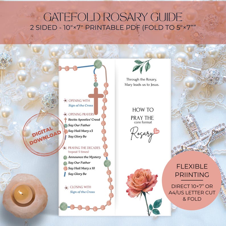 Rosary Guide Printable, Gatefold Card PDF, How to Pray for Beginners - Etsy