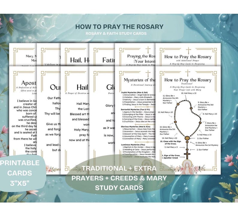 Bible Journaling Printables Rosary Prayer Cards Catholic Study Guide ...