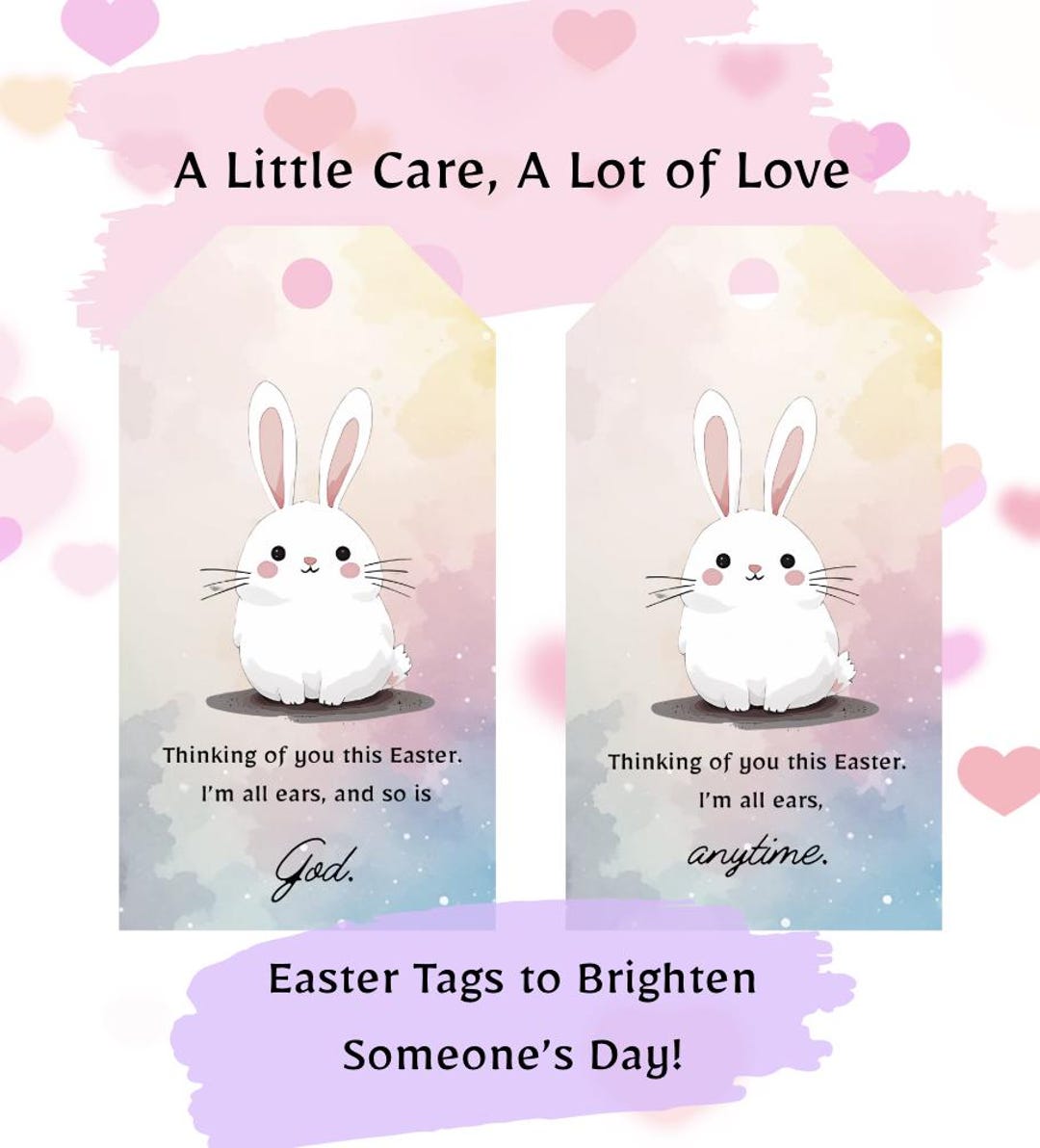 Subtle Sympathy Gift Tags Printable Bunny Caring Tag Faith Heartfelt ...