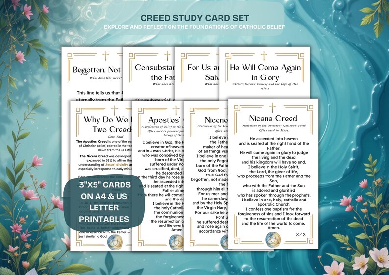 The Creed Study Cards Apostles Creed Nicene Creed Printable RCIA Study ...