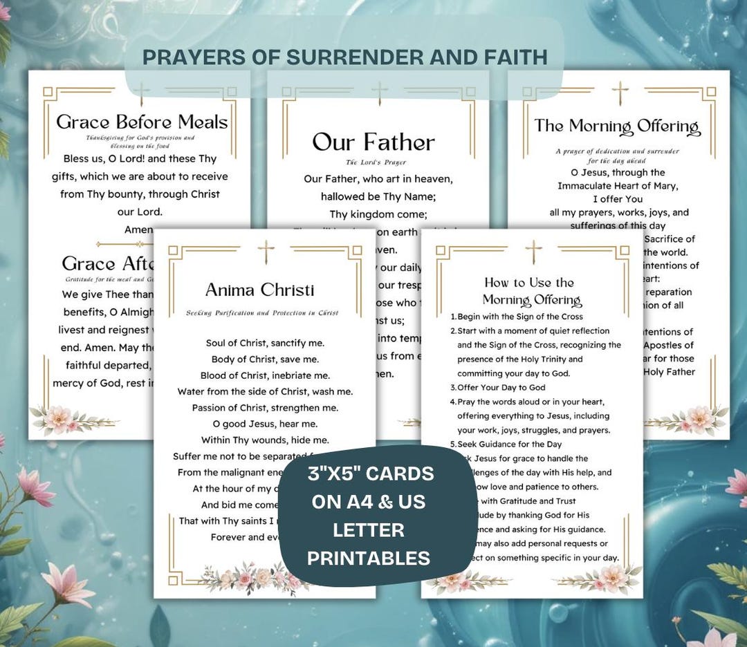 Catholic Prayer Cards: Prayers of Surrender & Faith (digital Download ...
