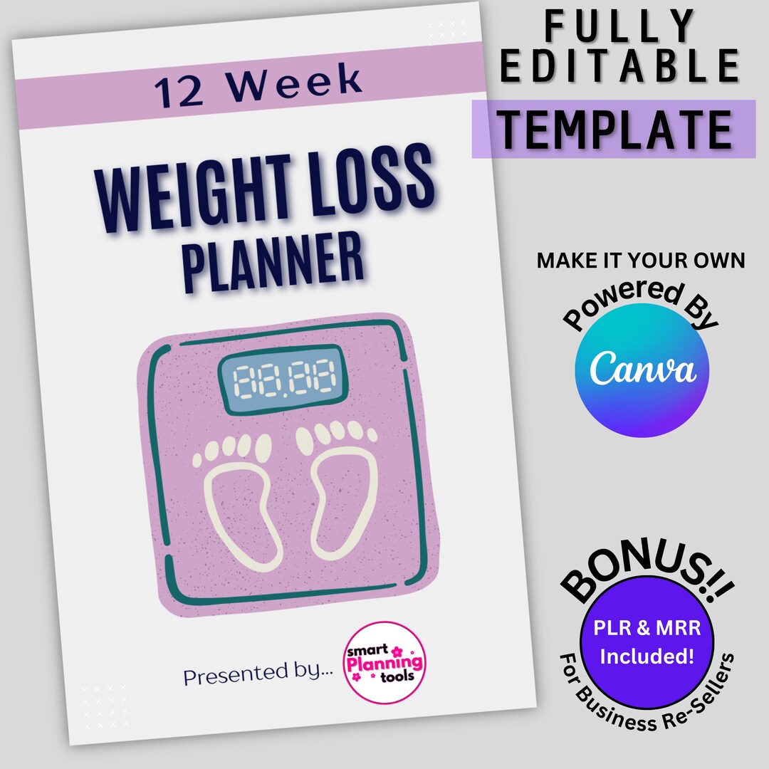 12 Week Weight Loss Planner Template With Printable Options | MRR & PLR ...