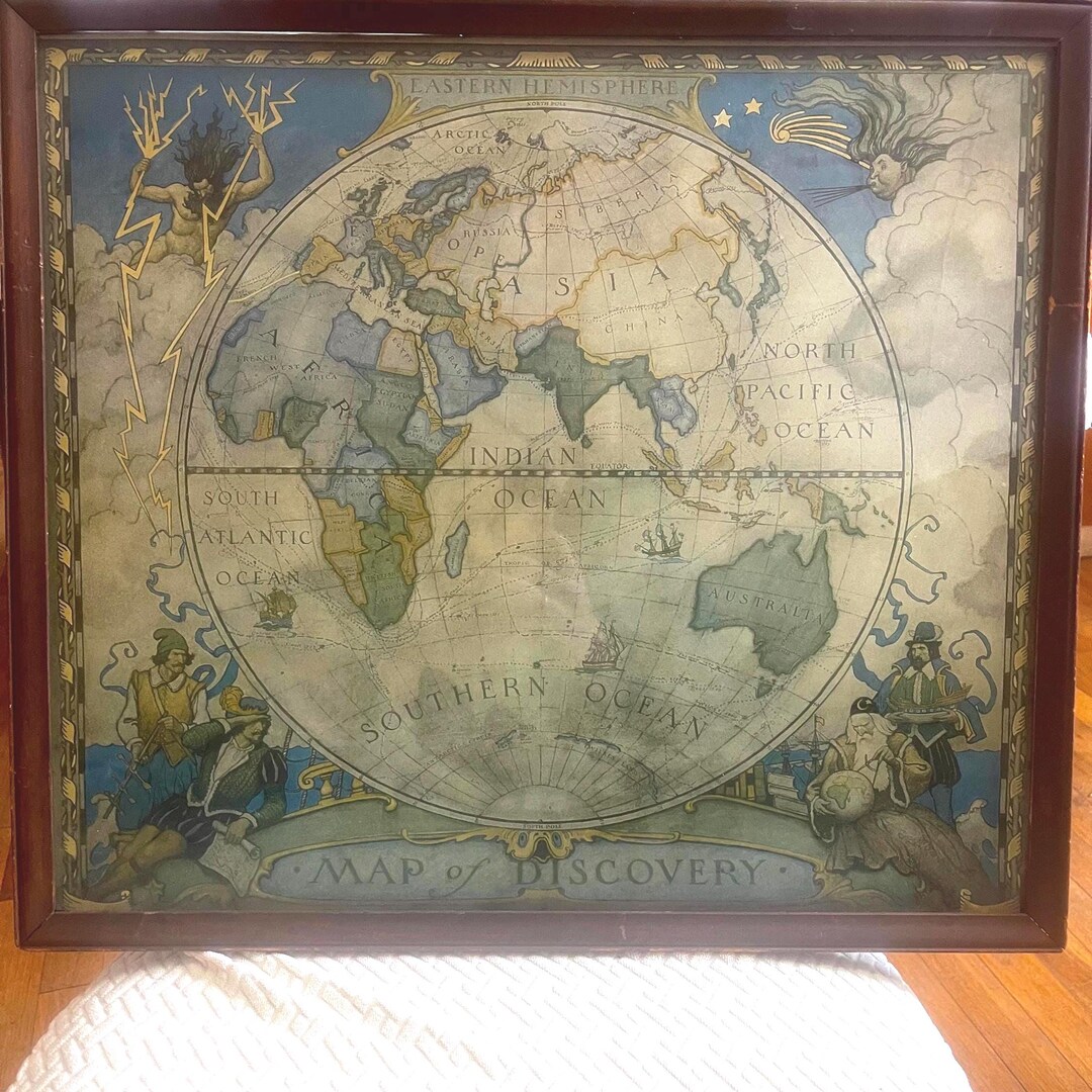 Map of Discovery National Geographic 1928 Eastern Hemisphere in ...