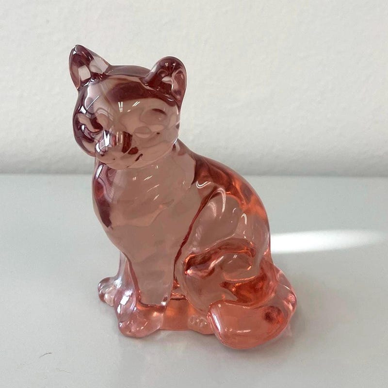 Glass Cat Figurine - Etsy