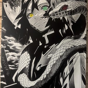 PNG File Laser Engraving - Obanai Demon Slayer Monochrome Manga Art ...