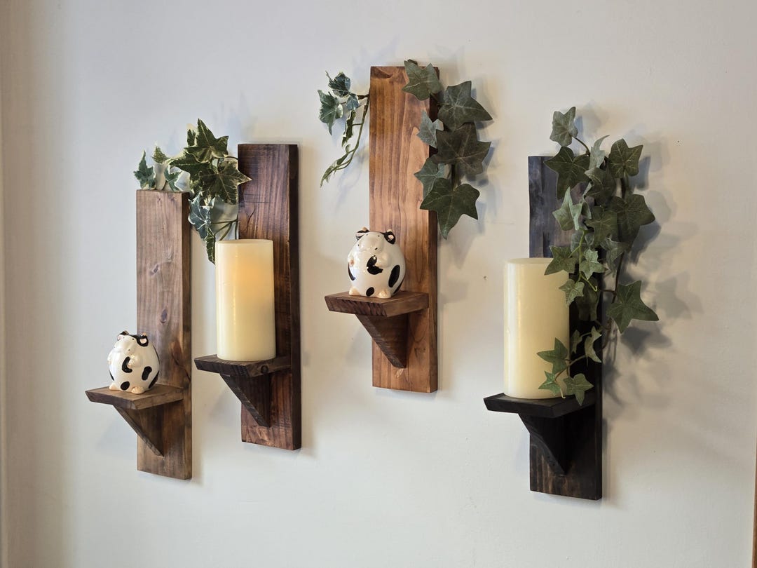 Wood Candle Holder, Wall Candle Holder, Rustic Decor, Wood Sconce ...