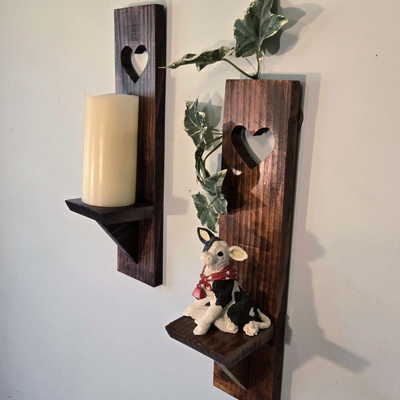 Wooden Wall Sconce Heart - Etsy