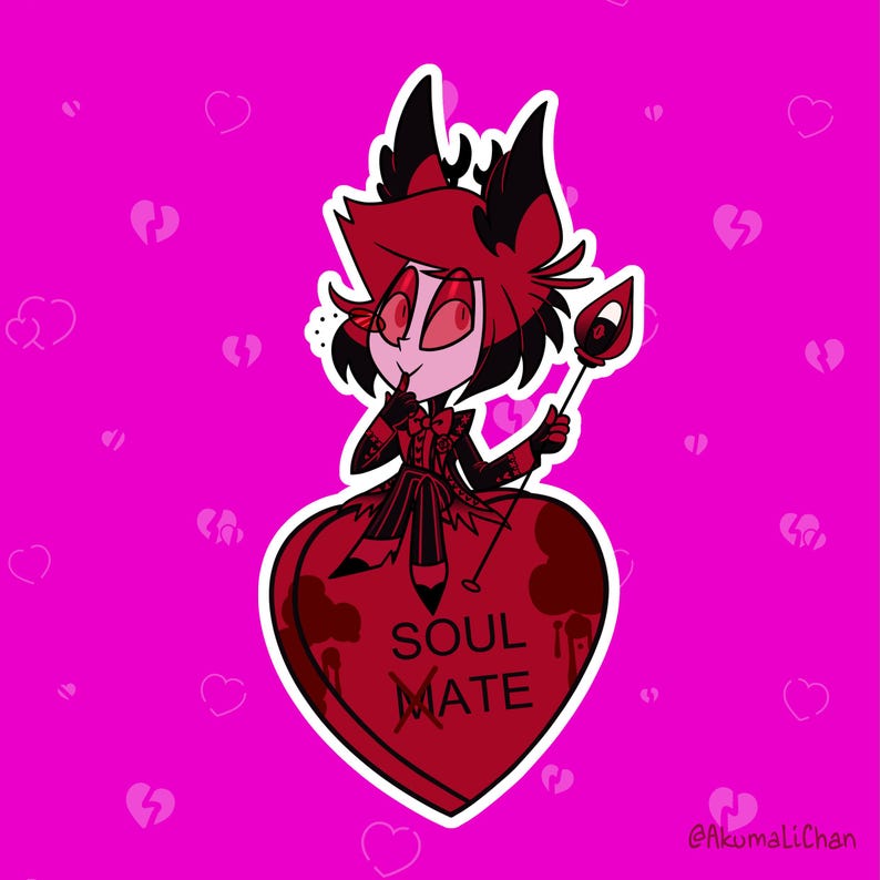 Alastor Red Version Hazbin Hotel Chibi Candy Heart Valentine Vinyl ...