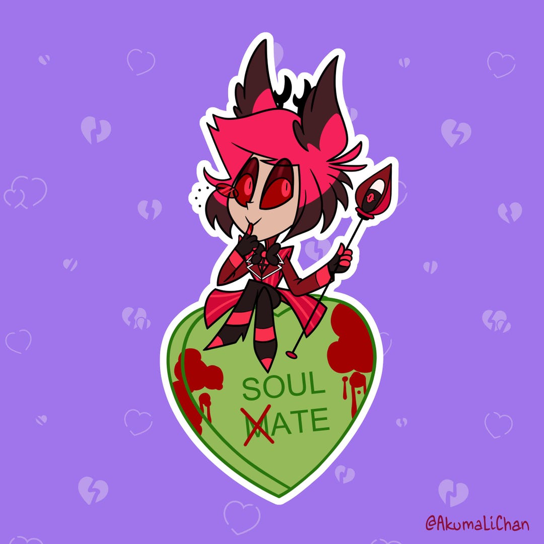 Hazbin Hotel Alastor Candy Heart Valentine Vinyl Sticker - Etsy