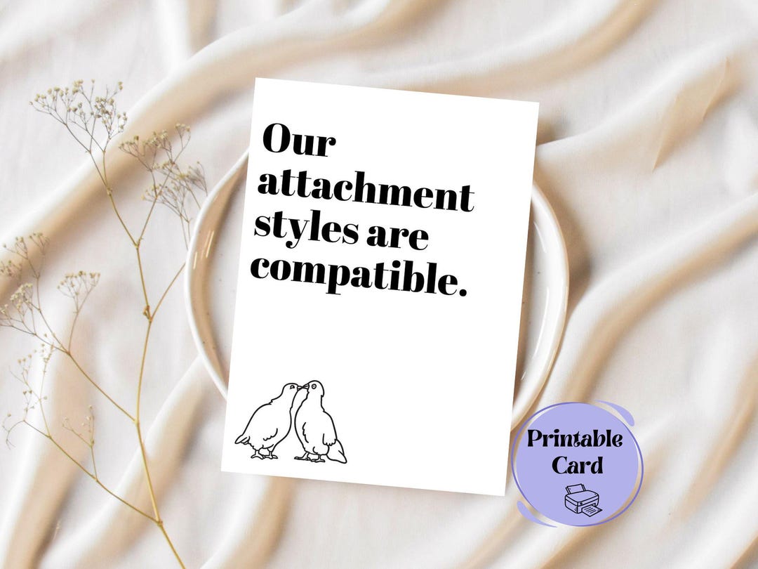 Funny Anniversary Card: Attachment Style Valentines (digital Download ...