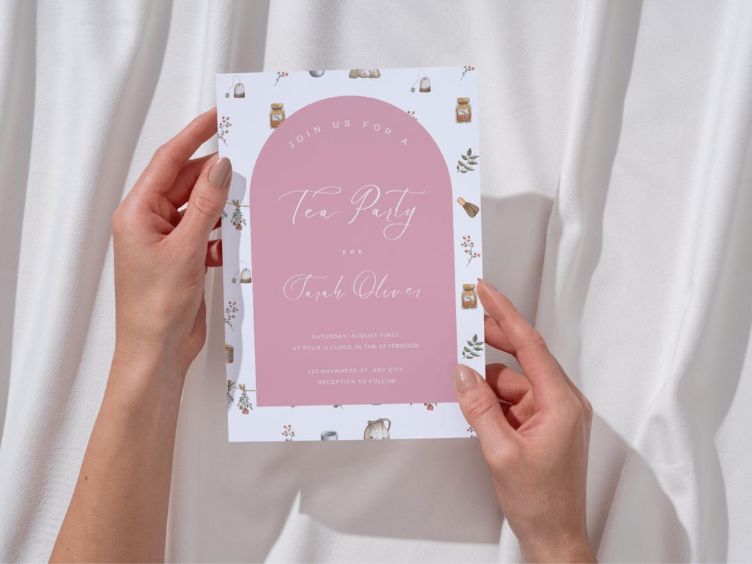 Pink Tea Party Digital Invitation, Tea Party Birthday, Tea Party Baby ...