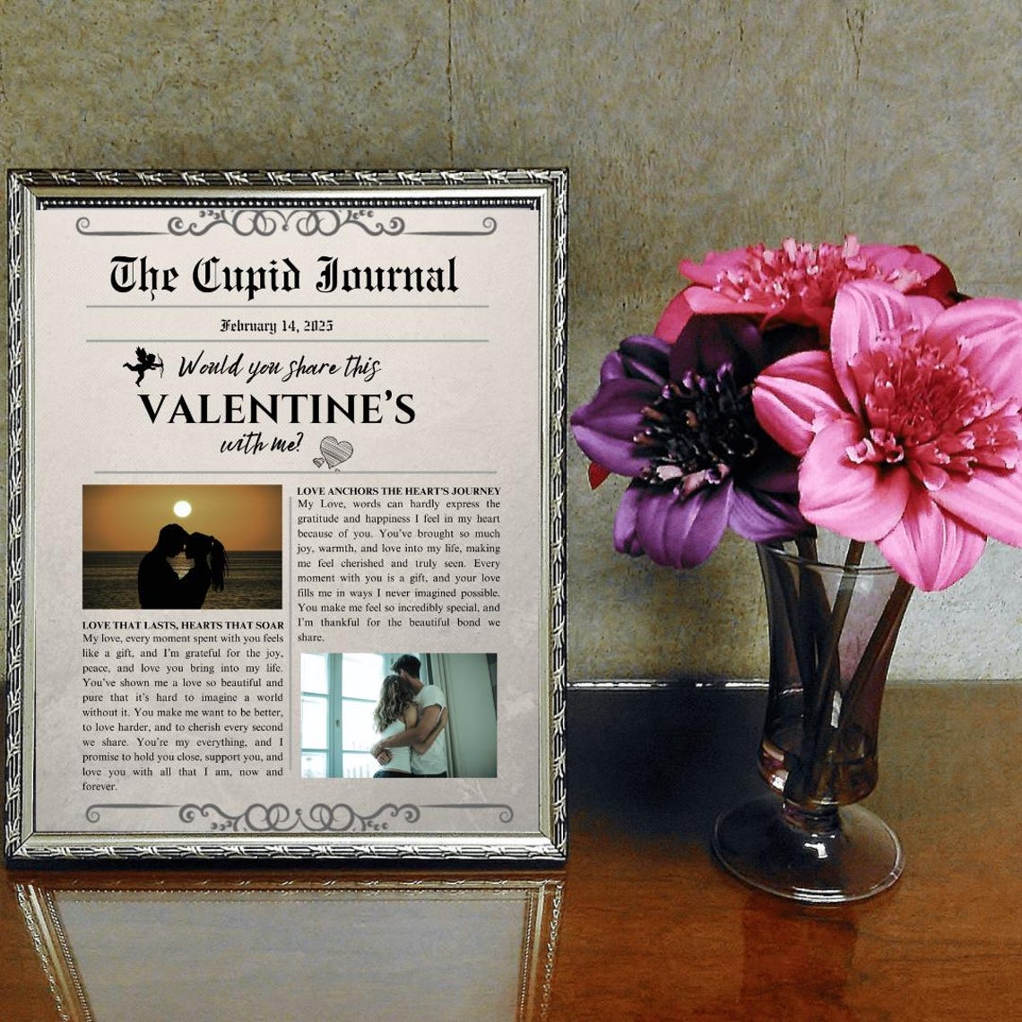 Valentines Cupid Poster Newspaper, Editable Canva Template, Custom ...