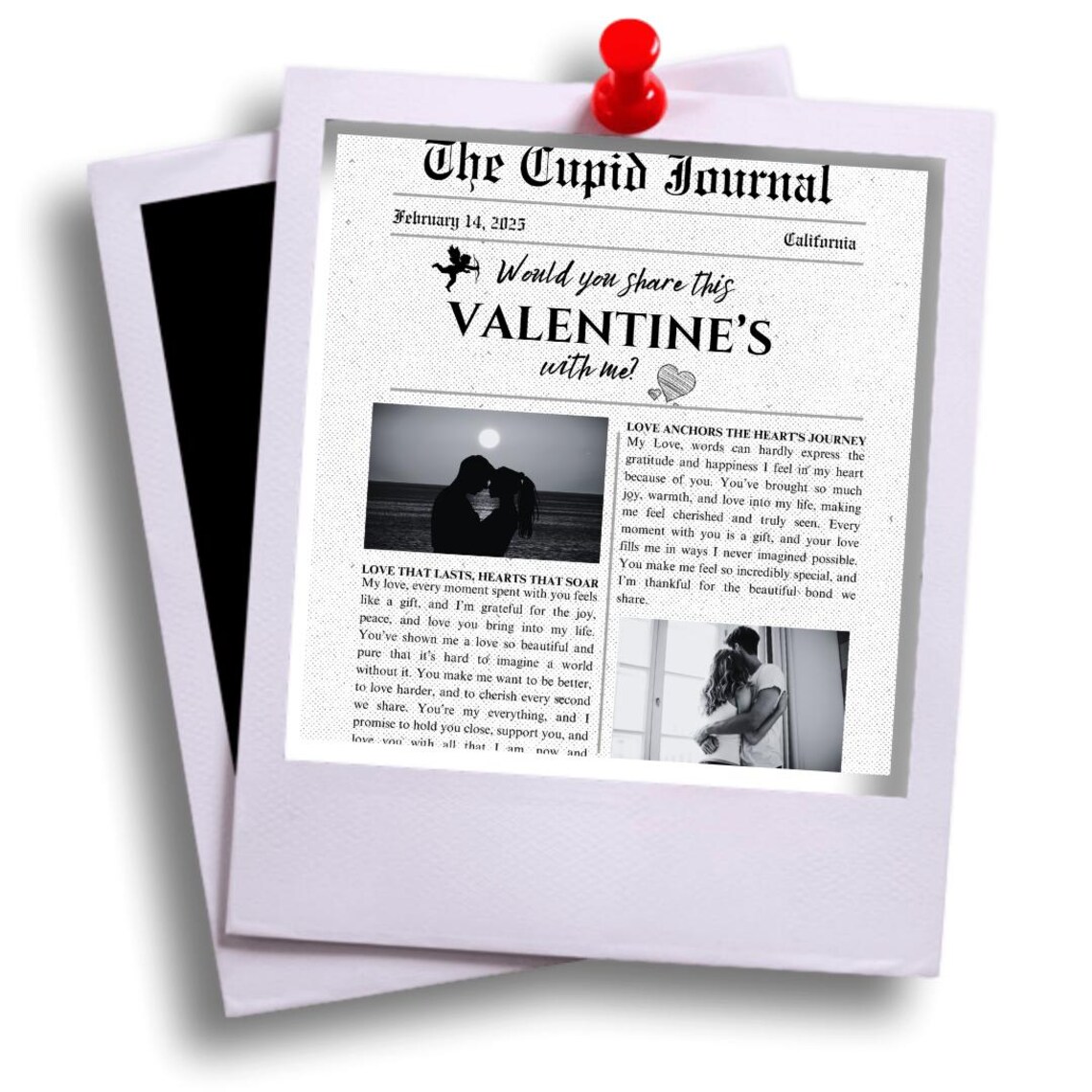 Valentines Cupid Poster Newspaper, Editable Canva Template, Custom ...
