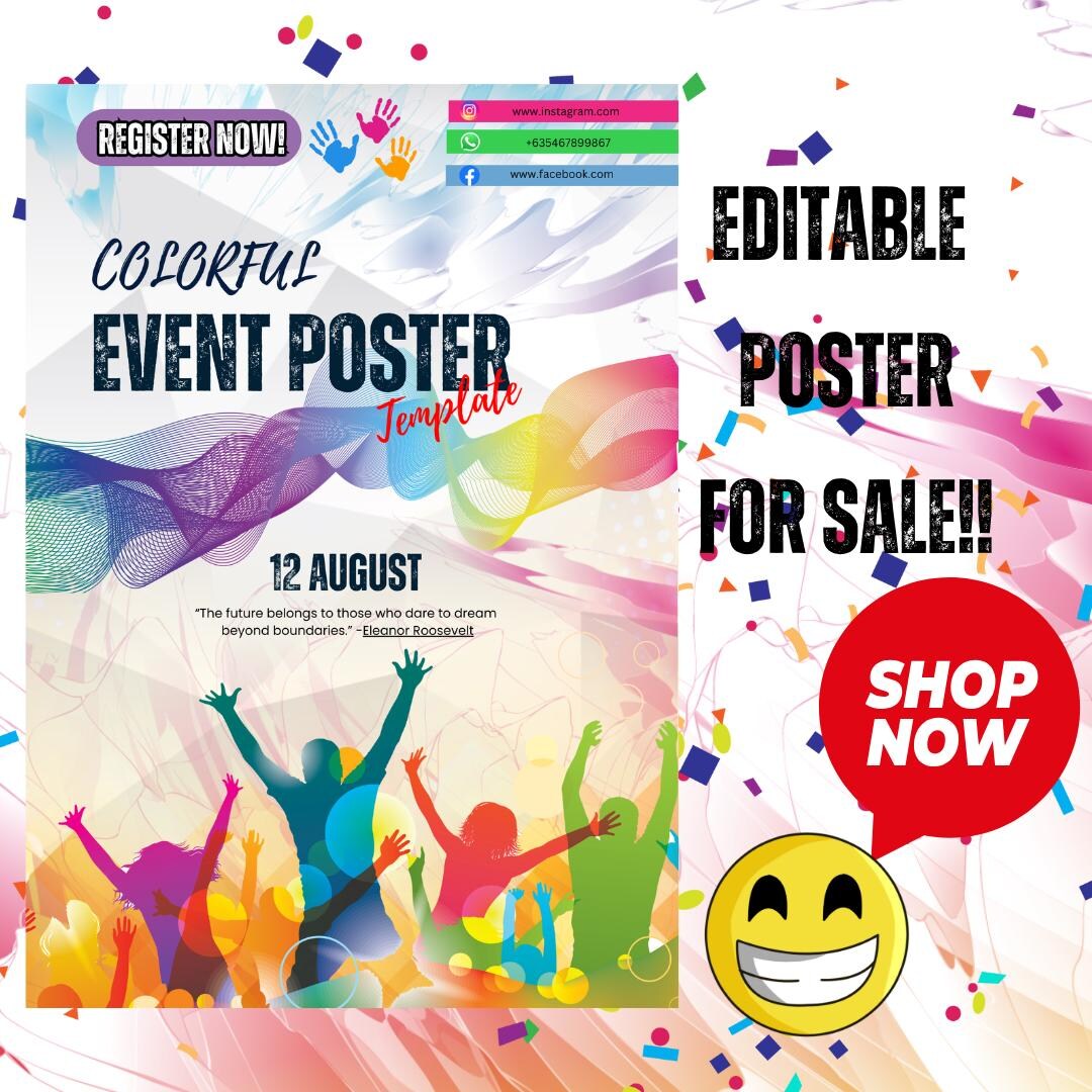 Design Template, EDITABLE Event Poster, Small Events, Colorful ...