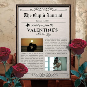 Valentines Cupid Poster Newspaper, Editable Canva Template, Custom ...