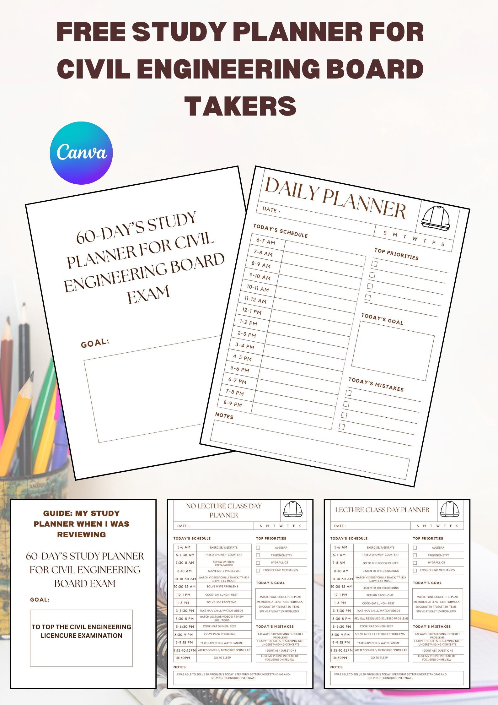 Study Tracker Excel for Engineering, Study Planner, Canva Template ...