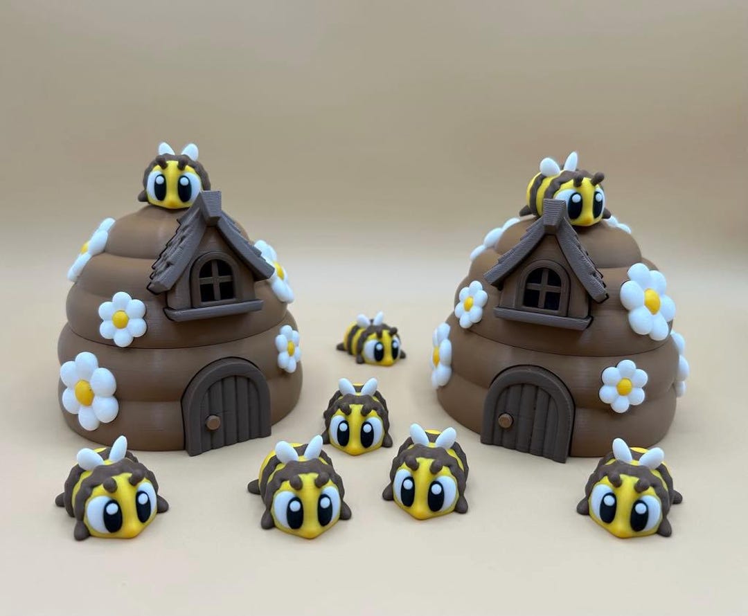 Bee Fidget Toy Beehive Set – 3D Printed Hive With Articulated Bees ...