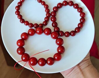 Natural Nanhong South Red Agate Beaded Four Wraps Bracelet, Unheated ...
