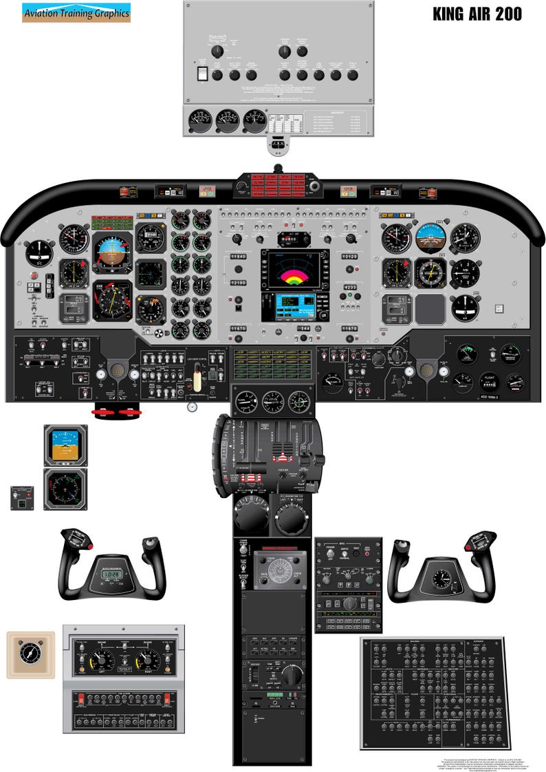Beechcraft King Air 200 Aircraft Cockpit Training Poster - Flight ...
